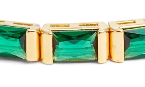 Nordstrom Cubic Zirconia Stretch Bracelet - Emerald- Gold