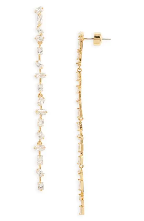Nordstrom Cubic Zirconia Linear Drop Earrings - Clear- Gold