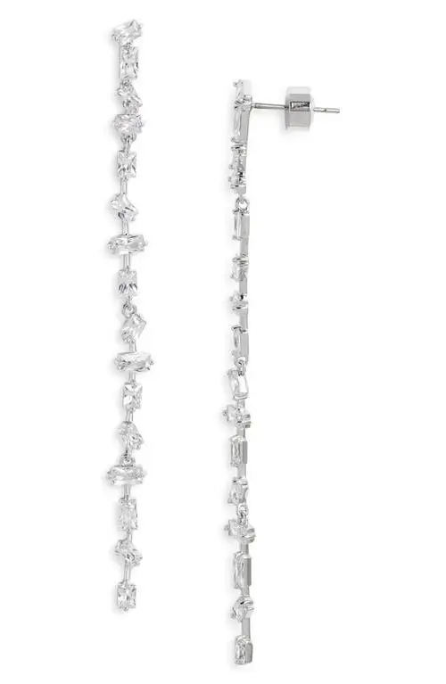 Nordstrom Cubic Zirconia Linear Drop Earrings - Clear- Silver