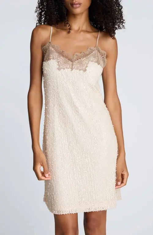 KENNETH COLE Sequin Lace Trim Slipdress