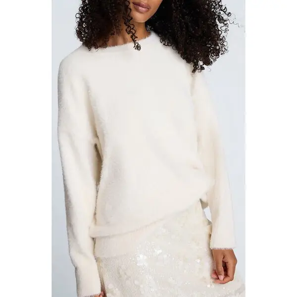 KENNETH COLE Eyelash Crewneck Sweater - Oyster