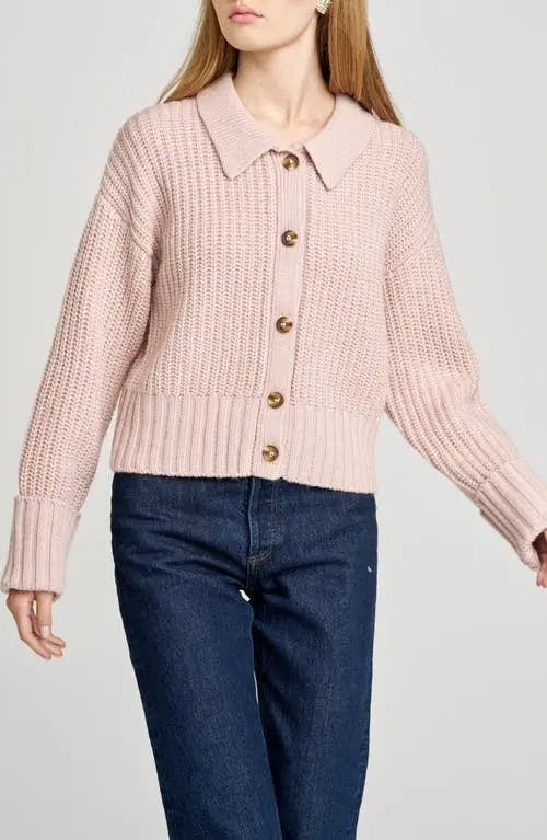 WAYF Bea Collared Cardigan - Rose