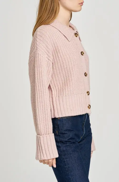 WAYF Bea Collared Cardigan - Rose