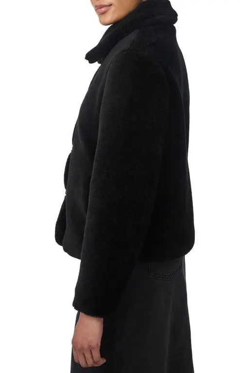 Bernardo Faux Shearling Short Coat - Black