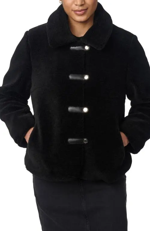 Bernardo Faux Shearling Short Coat - Black