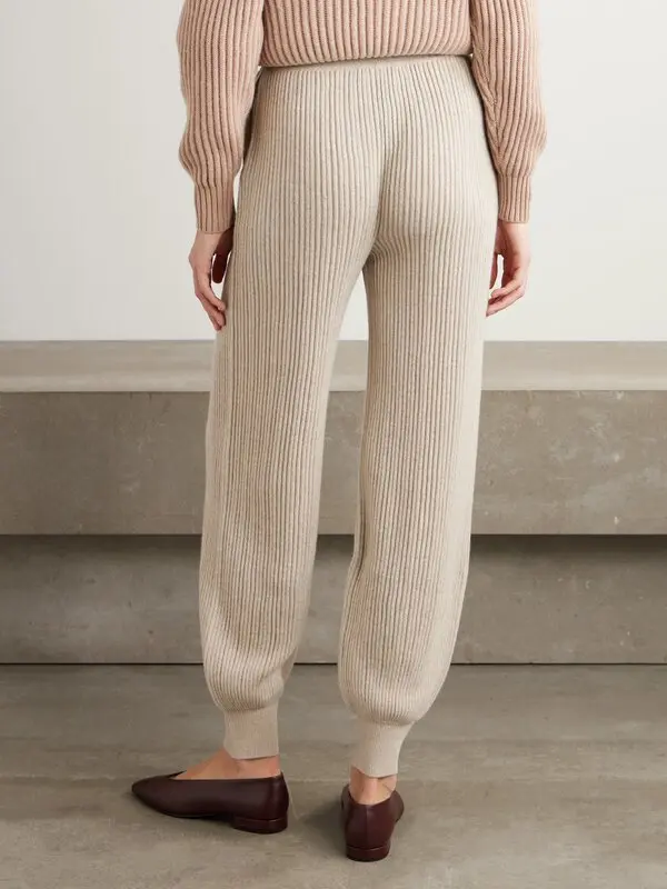 Loro Piana Plane Tree Ribbed Cashmere-blend Tapered Pants