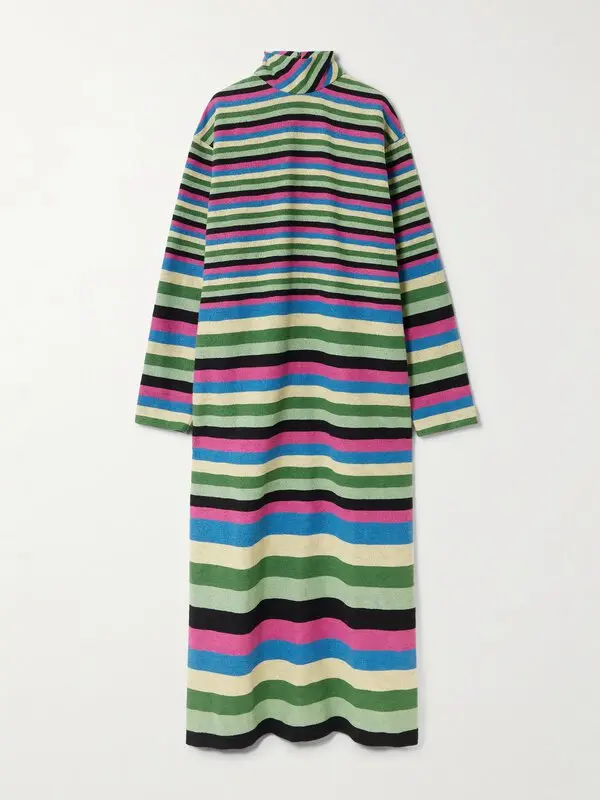 MARRAKSHI LIFE Striped Cotton Turtleneck Maxi Dress - Multi