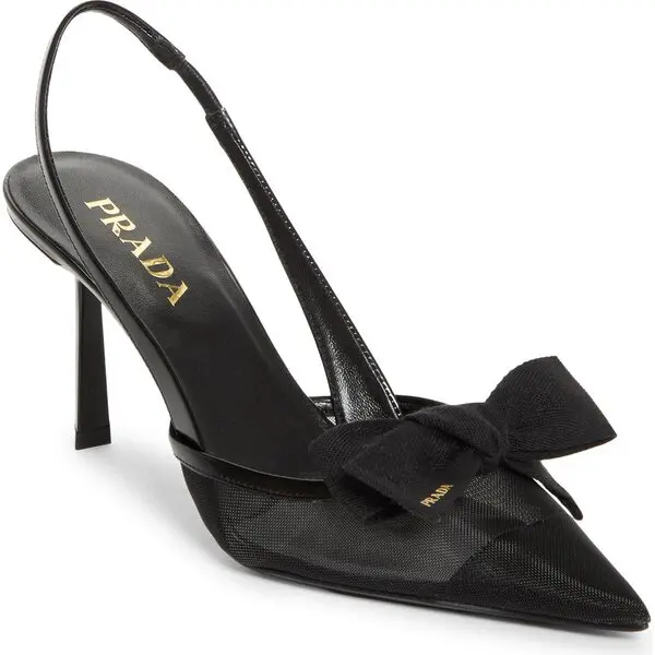 Kate Spade New York Mesh Bow Slingback Pump - Nero