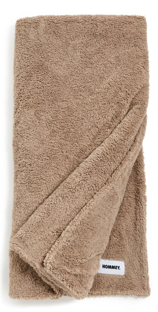 HOMMEY Faux Fur Blanket - Warm Grey
