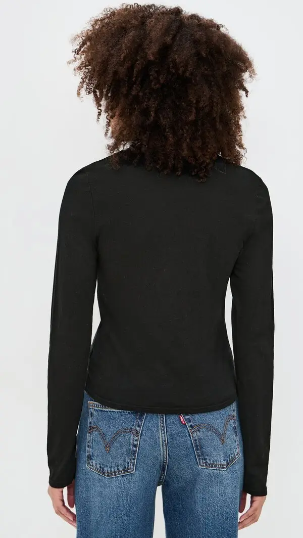 PERFECTWHITETEE Jamie Recycled Cotton Long Sleeve Crew - True Black
