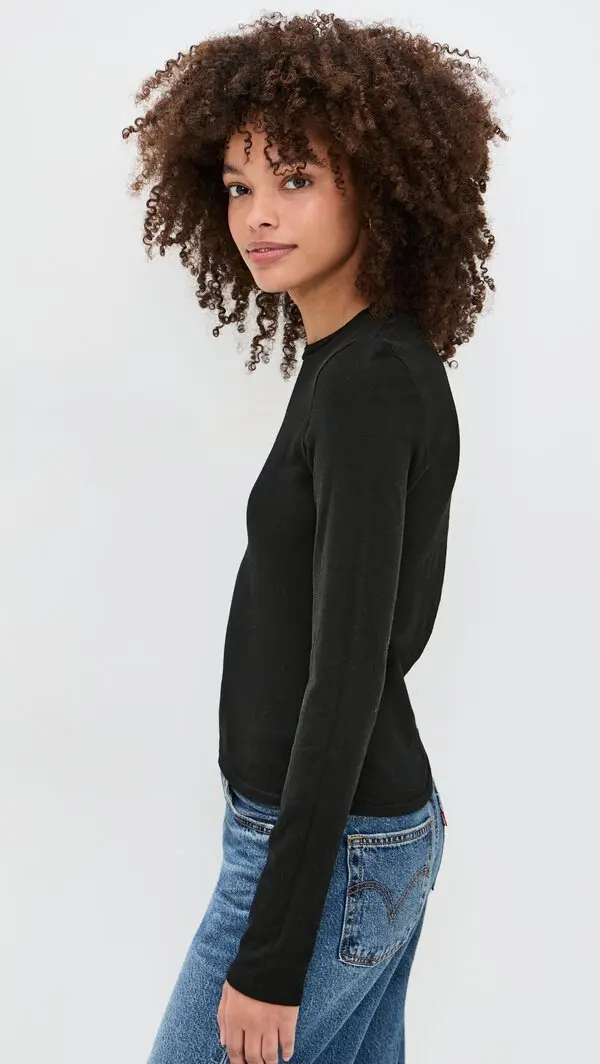 PERFECTWHITETEE Jamie Recycled Cotton Long Sleeve Crew - True Black
