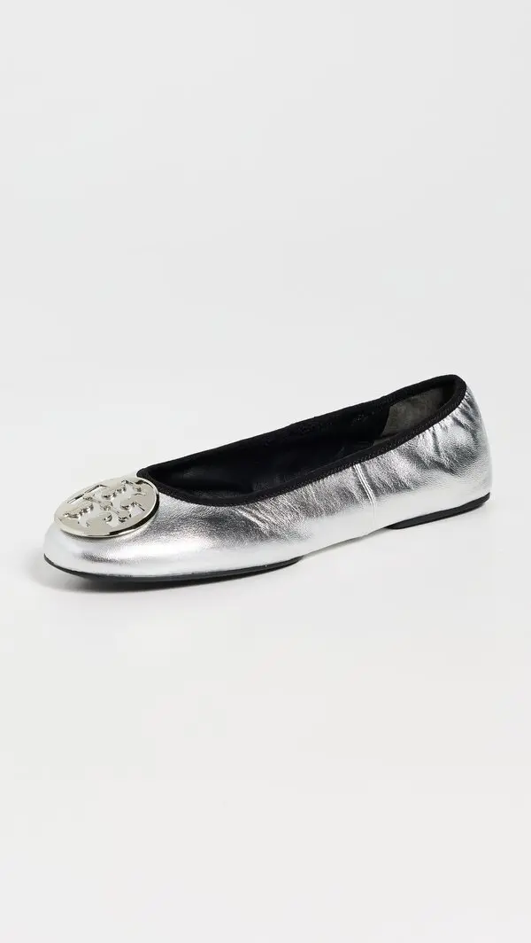 Tory Burch Reva Travel Ballet Flats - Silver