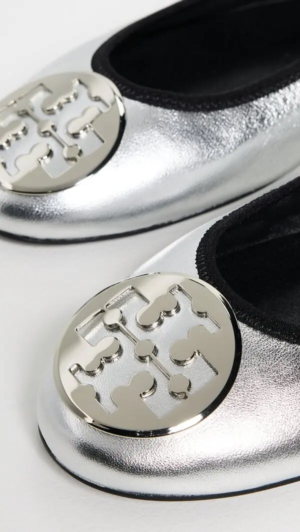 Tory Burch Reva Travel Ballet Flats - Silver