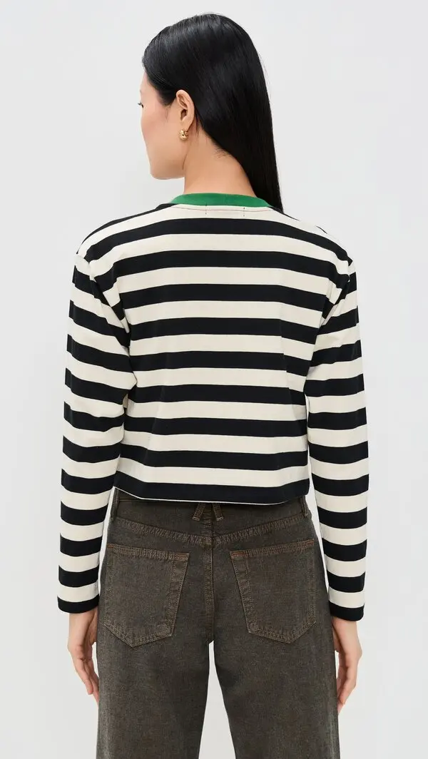 STATE & LAKE Cricket Striped Tee - Black/ivory