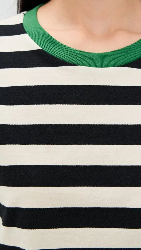 STATE & LAKE Cricket Striped Tee - Black/ivory