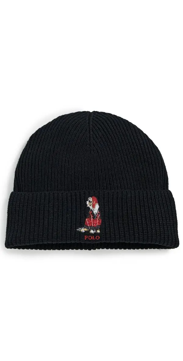 Ralph Lauren Holiday Dog Beanie - Polo Black