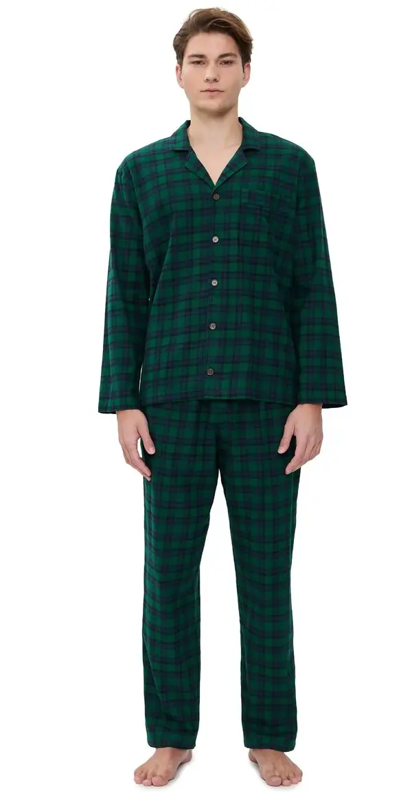 Eberjey Flannel Long Pj Set - Blackwatch Tartan Rainforest