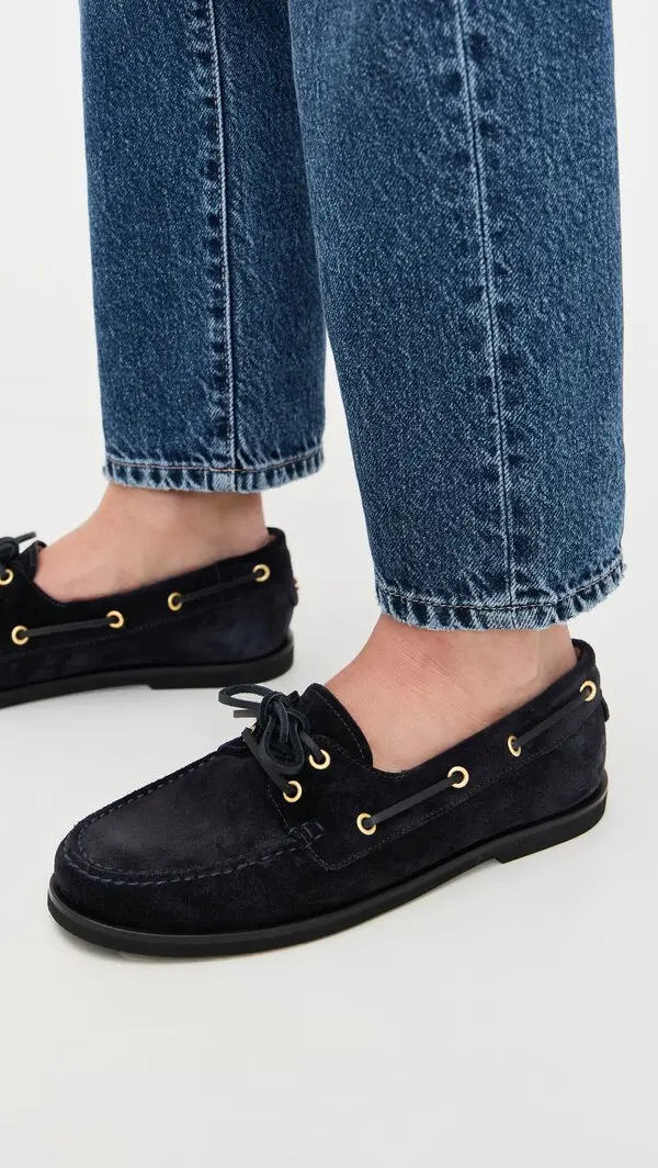 GIANVITO ROSSI Suede Boat Shoes - Dark Blue