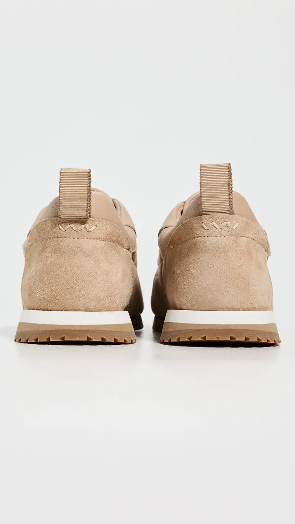 FAVORITE DAUGHTER Sophia Leather And Suede Trim Sneakers - Shortbread