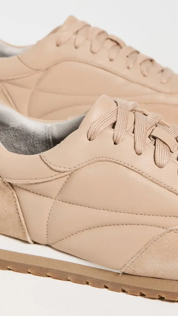 FAVORITE DAUGHTER Sophia Leather And Suede Trim Sneakers - Shortbread
