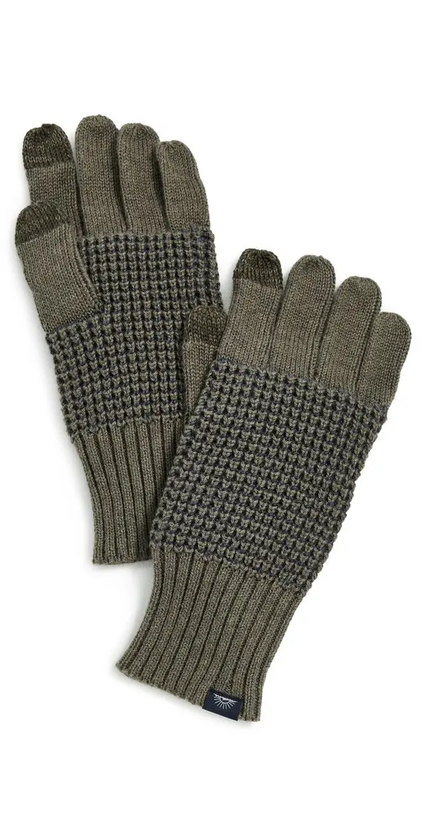 Faherty Brand Plaited Waffle Gloves - Forest