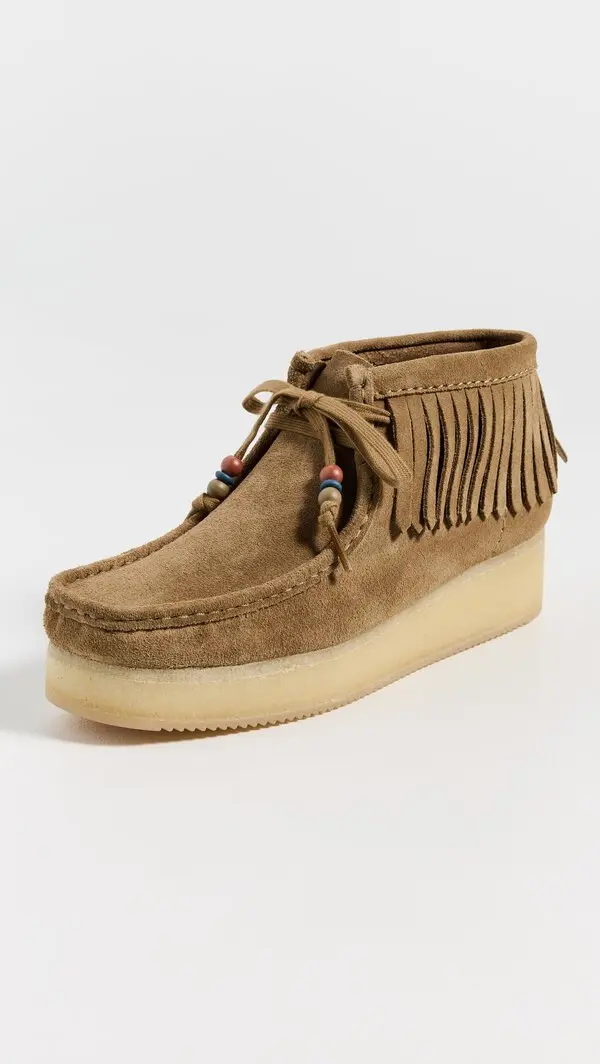 Clarks Wallabee Wedge Fringe Boots
