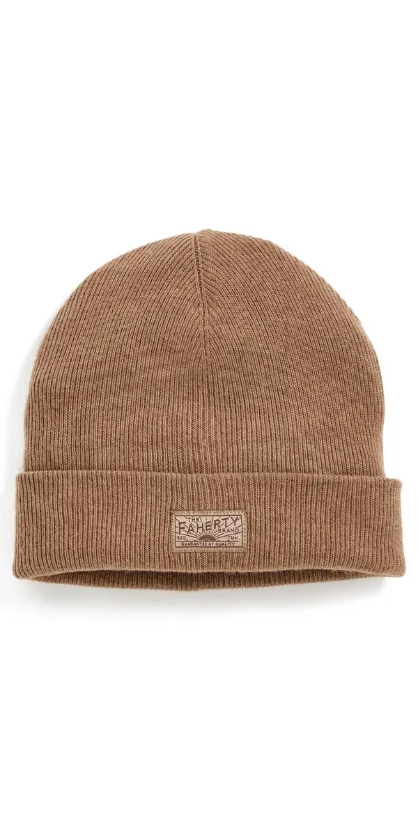 Faherty Brand Core Logo Beanie - Camel