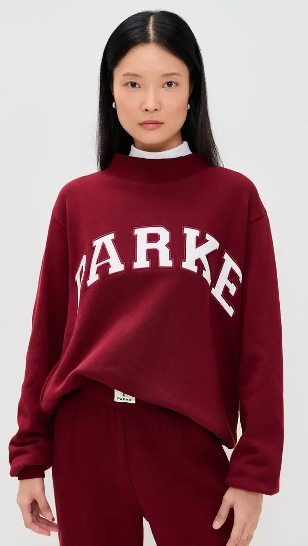 PARKE Varsity Mock Neck Sweatshirt - Maroon