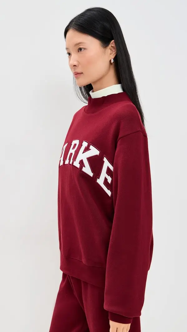 PARKE Varsity Mock Neck Sweatshirt - Maroon