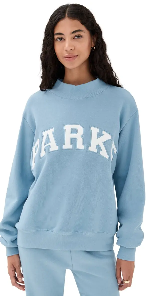 PARKE Varsity Mock Neck Sweatshirt - Sky