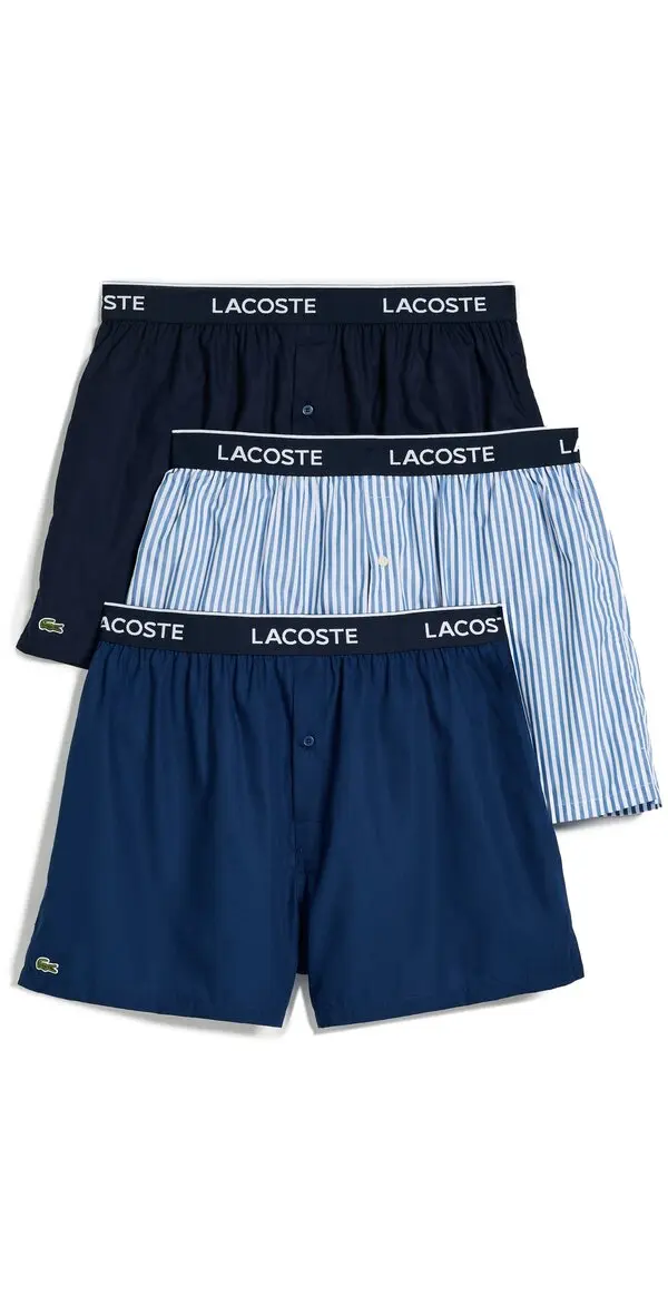 Lacoste Cotton Poplin Boxers 3 Pack - Multi