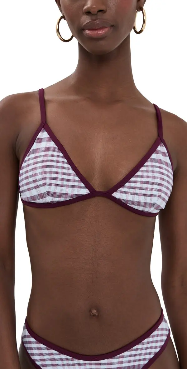 Good American Plaid Perfect Fit Bikini Top - Fig Plaid