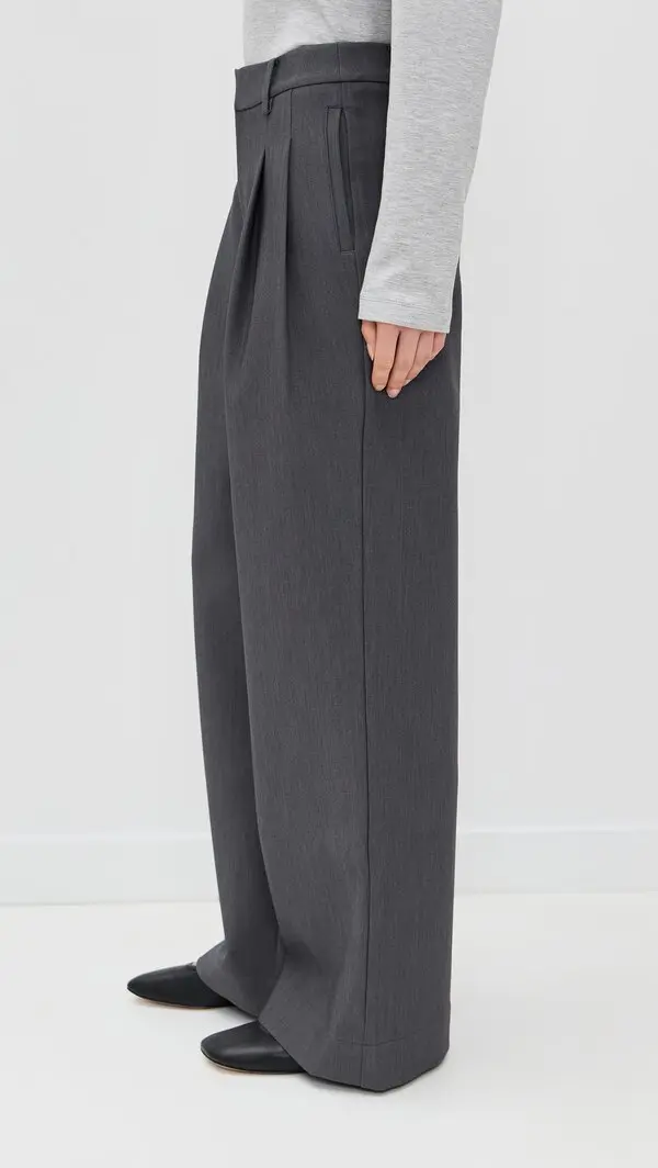 LE BOP Reese Pleated Trousers - Grey Melange