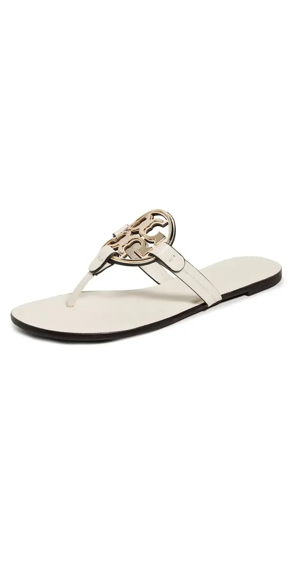 Tory Burch Metal Miller Sandals - Light Cream / Gold