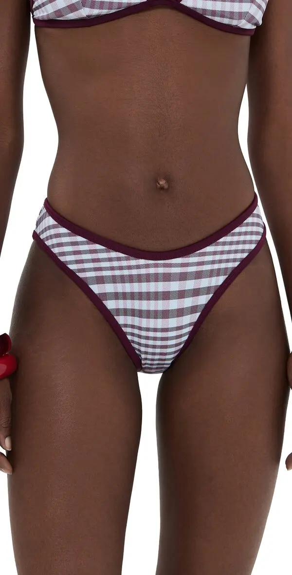 Good American Plaid Bikini Bottom - Fig Plaid