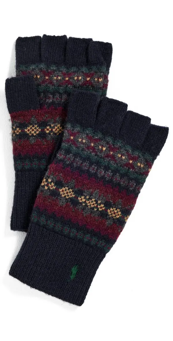 Ralph Lauren Fair Isle Fingerless Gloves - Navy Multi