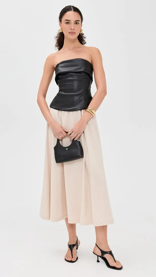 En Saison Essence Mixed Media Midi Dress In Black Ivory - 70% Off |  Editorialist