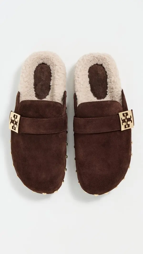 Tory Burch Mellow Stud Shearling Mules