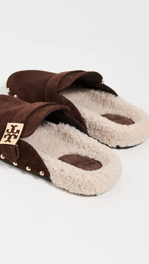 Tory Burch Mellow Stud Shearling Mules