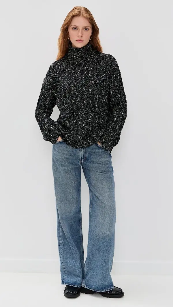 ATM Anthony Thomas Melillo Wool-cotton Blend Cable Knit Turtleneck