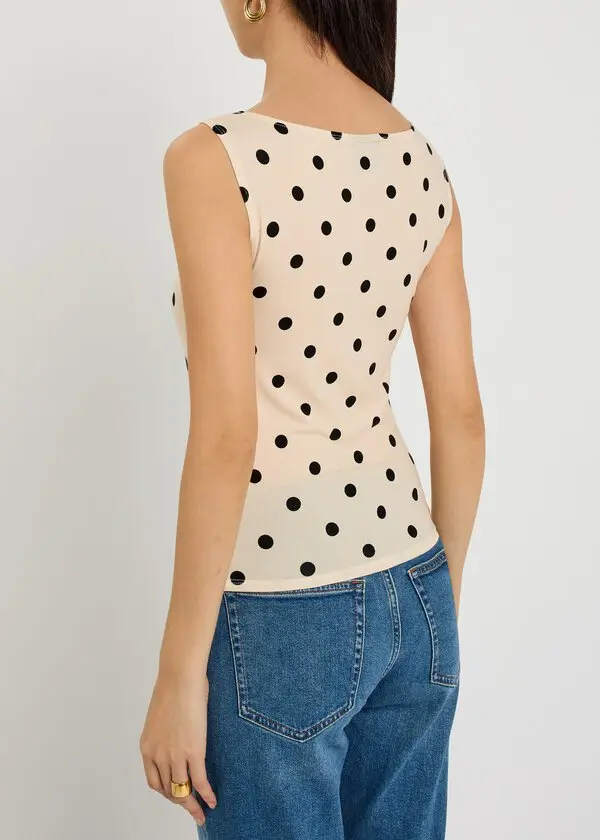 REFORMATION Dusk Polka Dot Jersey Tank - White