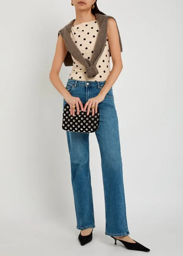 REFORMATION Dusk Polka Dot Jersey Tank - White