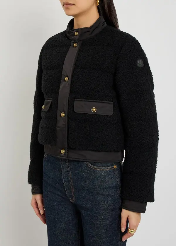 Moncler Blandy Padded Bouclé Jacket - Black