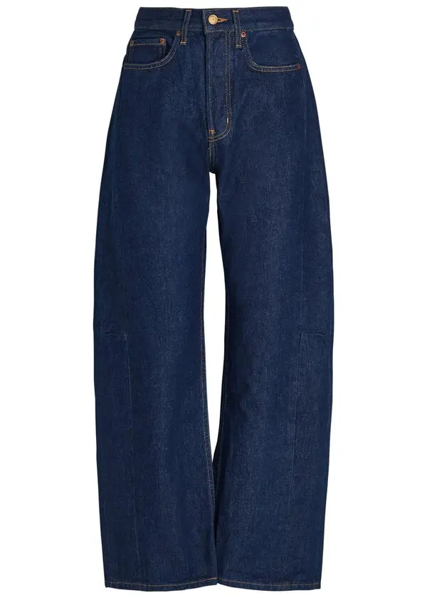 B Sides Slim Lasso Structured Barrel-leg Jeans - Indigo