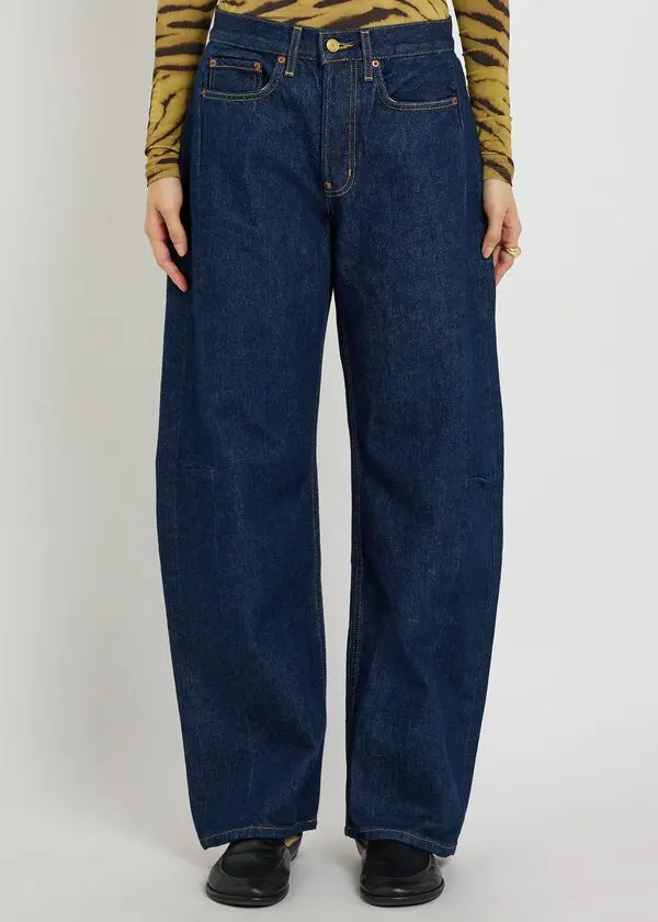 B Sides Slim Lasso Structured Barrel-leg Jeans