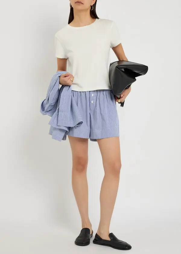 Faithfull The Brand Ionia Striped Cotton Shorts - Blue