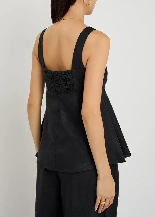 Faithfull The Brand Ellie Linen Top - Black