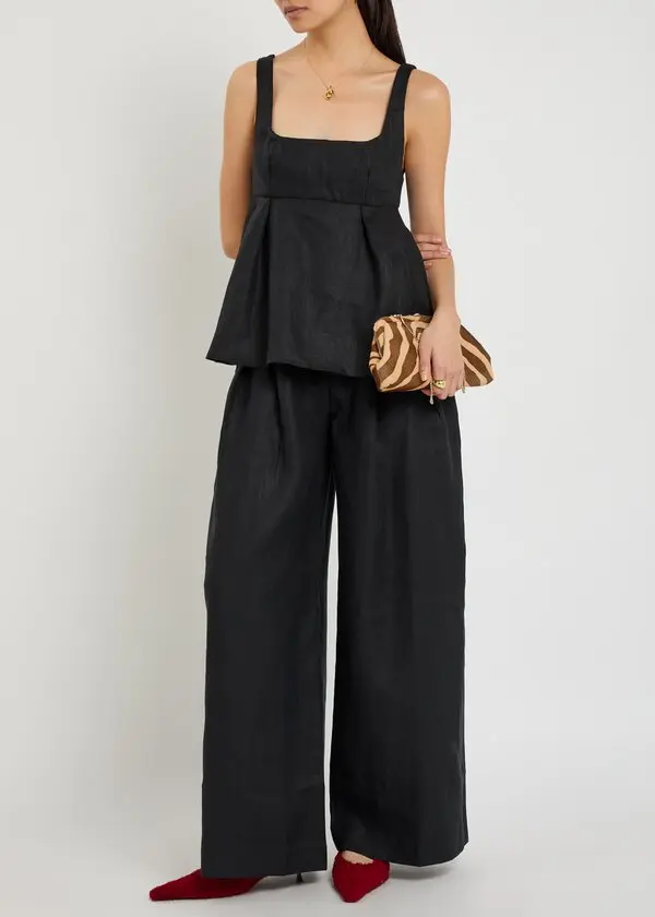 Faithfull The Brand Ellie Linen Top - Black