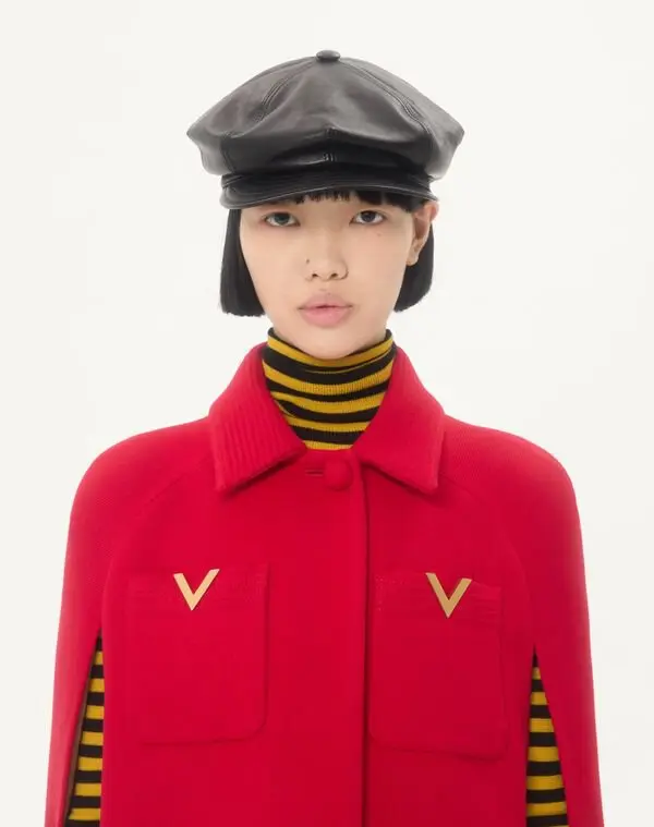 Valentino Garavani Drill Double Cape With V Gold Detail - Red
