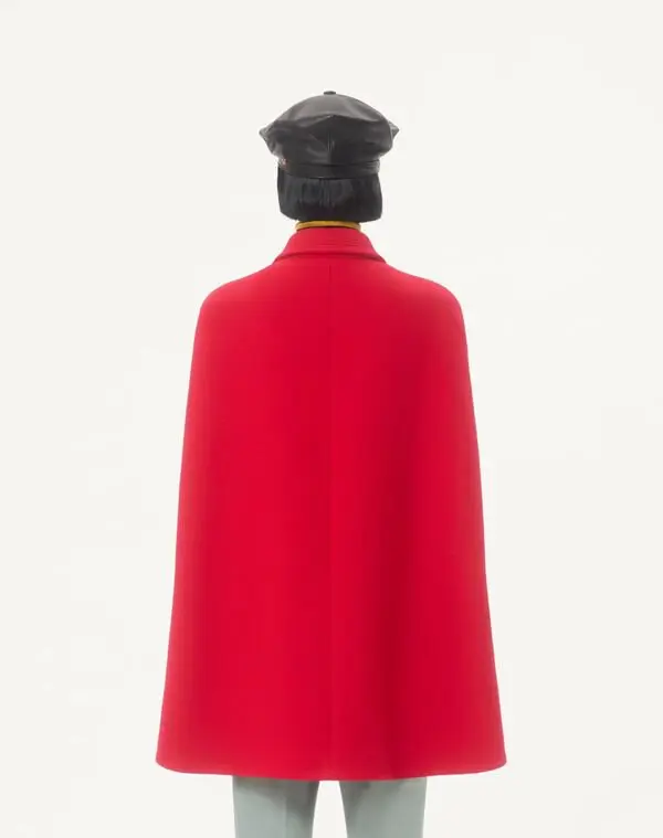 Valentino Garavani Drill Double Cape With V Gold Detail - Red